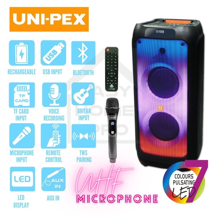 UNI-PEX UPS-P828B Wireless Portable Bluetooth Speaker Karaoke/USB/TF ...