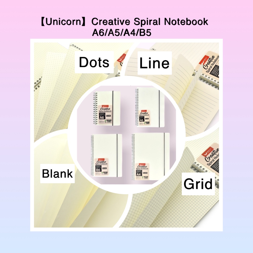 【Unicorn】Creative Spiral Notebook A6/ A5/ B5/ A4 | Shopee Malaysia