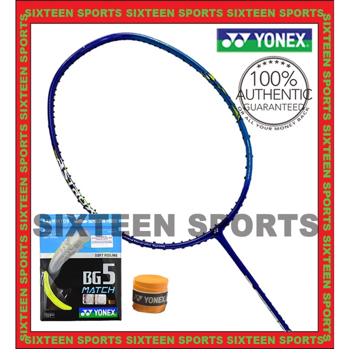 Yonex Astrox 01 Clear Blue Badminton Racket Frame (C/W Yonex BG5 match string & Ac109 Overgrip ...