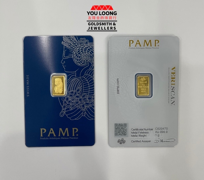 Youloong Suisse Pamp 1gram(1g) Minted Gold bar 999.9GOLD(Lady Fortuna ...
