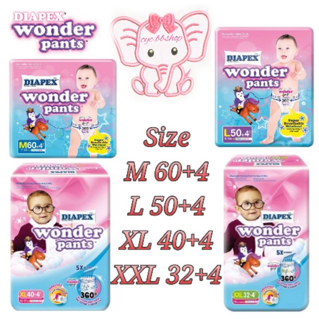 DIAPEX Wonder Pants Mega Pack ( M60+4 / L50+6 / XL40+6 / XXL32+6 ...