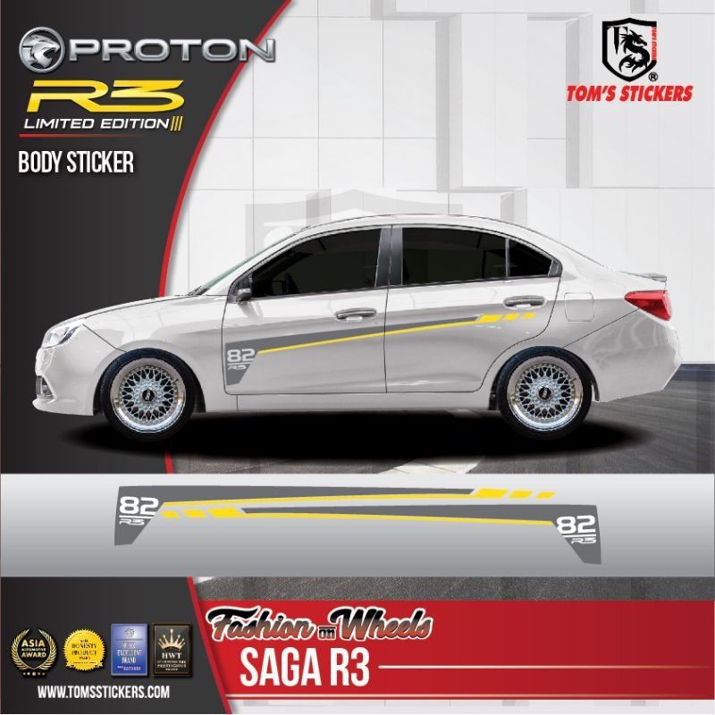 Proton Saga R3 limited edition body sticker set | Shopee Malaysia
