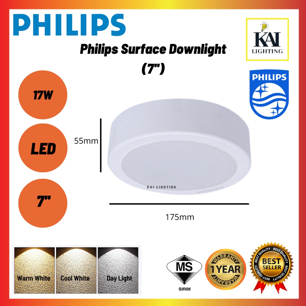 [𝗦𝗜𝗥𝗜𝗠] PHILIPS Meson LED Surface Downlight 7" 9" 17w 24w LED Surface ...