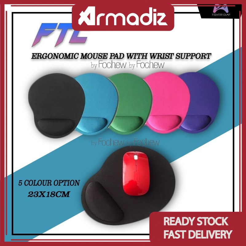 AMZ Ergonomic Mouse Pad with Wrist Support 6 Colors Memory Foam Soft ...