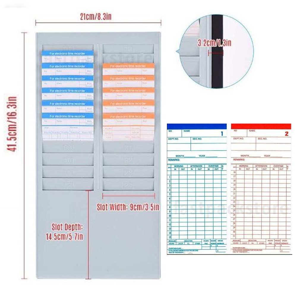 Employee Time Recorder Punch Card Holder Rack 24 Columns 100pcs Punch ...