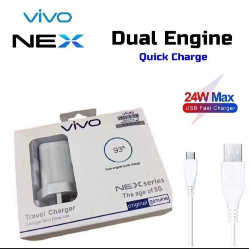 Vivo Dual Engine Charger Micro OR Type-C USB Cable With Travel Adapter 1 SET , Vivo Nex Series ...
