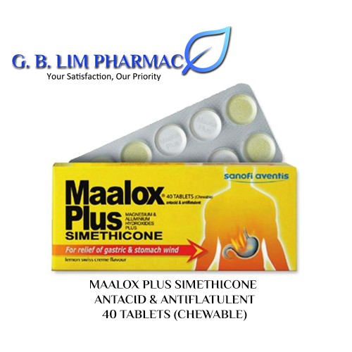 Maalox Plus Simethicone Tab 40 CHEWABLE TABLETS ANTICID & ANTIFLATULENT ...