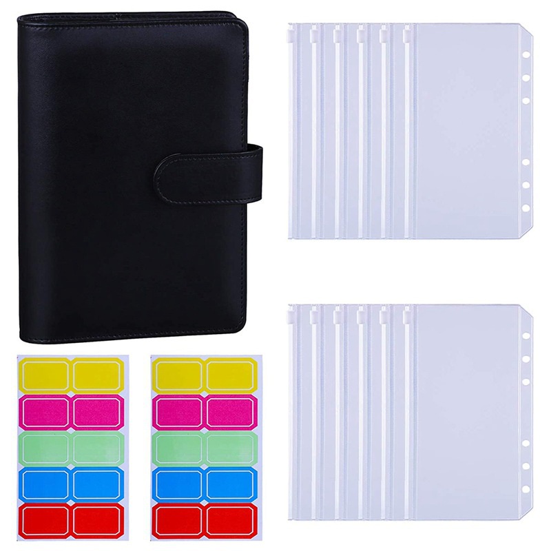 In stock PU Leather A6 Binder Cash Planner Notebook Zipper Folder ...