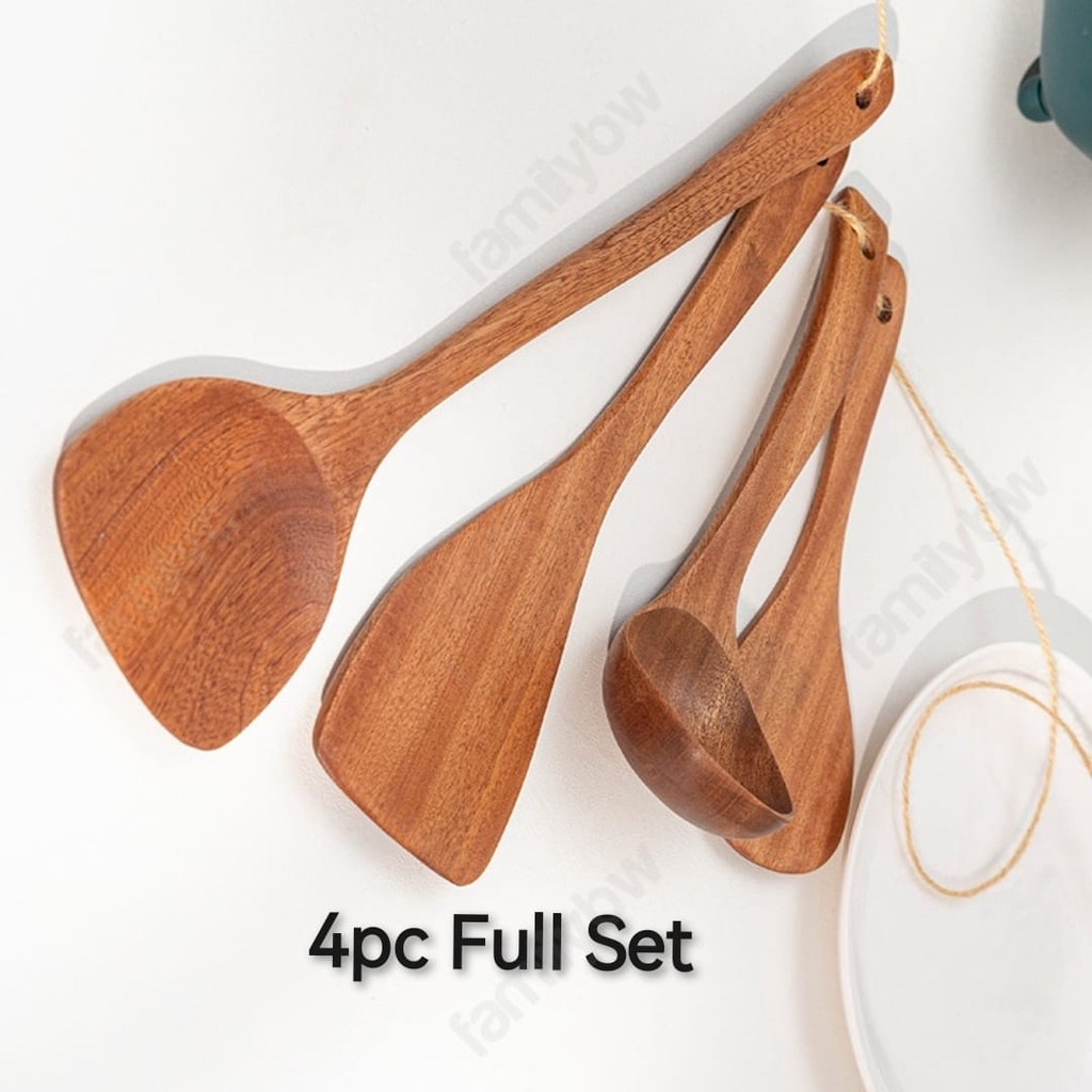 Ready Stock 4pcs Set Wooden Cooking Utensil Senduk Kayu Asli Spatula ...