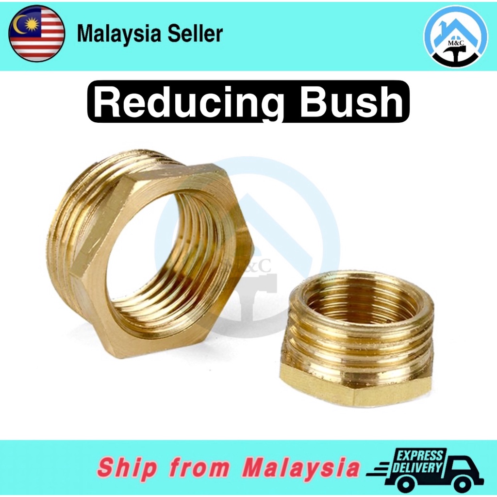 Brass Reducing Bush Male to Female Thread 1/8" 1/4" 3/8 1/2" 3/4"/1" Copper Pipe Connectors Fuel ...