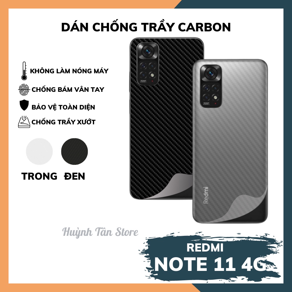 Carbon decal sticker on the back of Xiaomi Redmi Note 11 4G TGDD ...