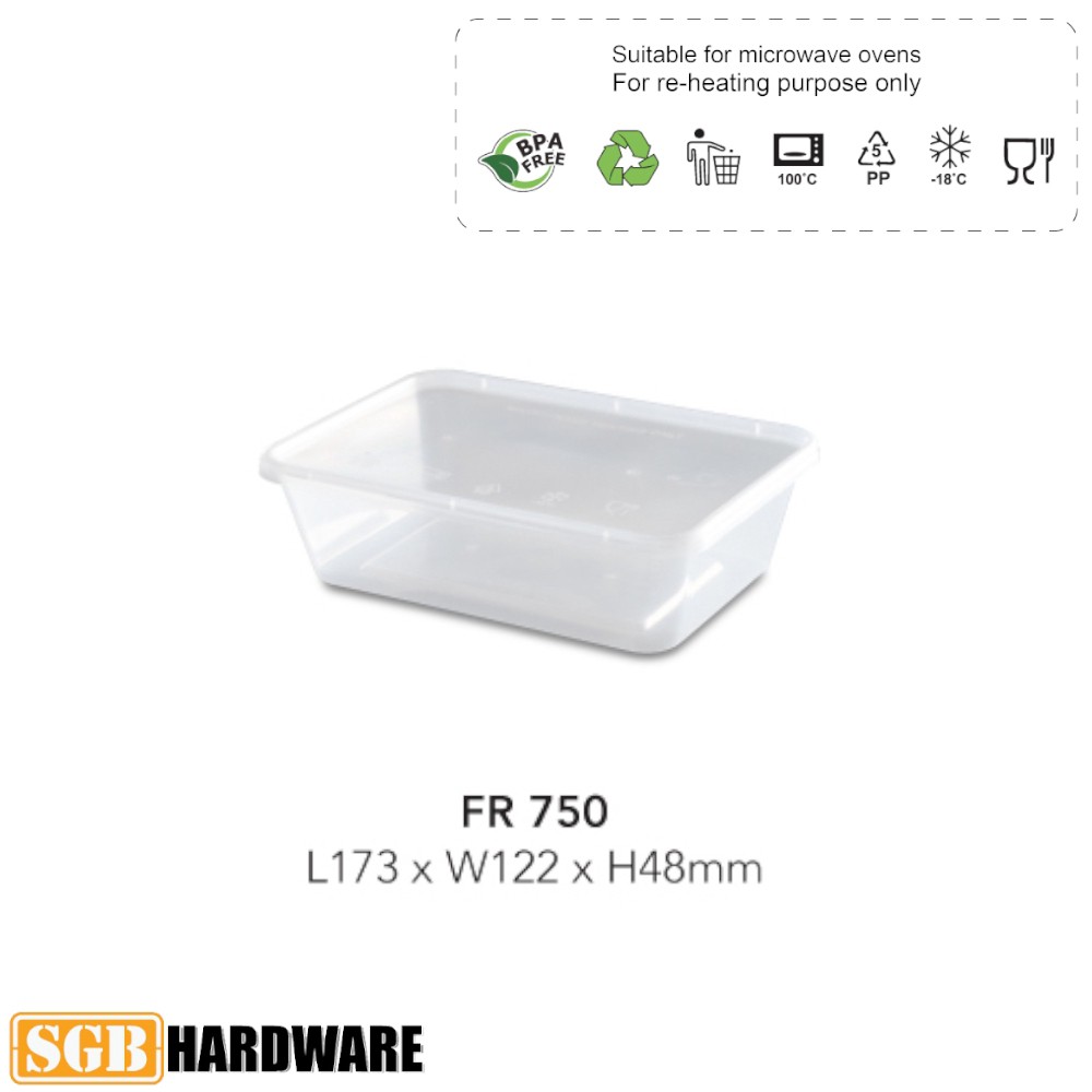 BEKAS TUPPERWARE PETAK 750mL, 650mL, 500mL (50PCS) | Shopee Malaysia
