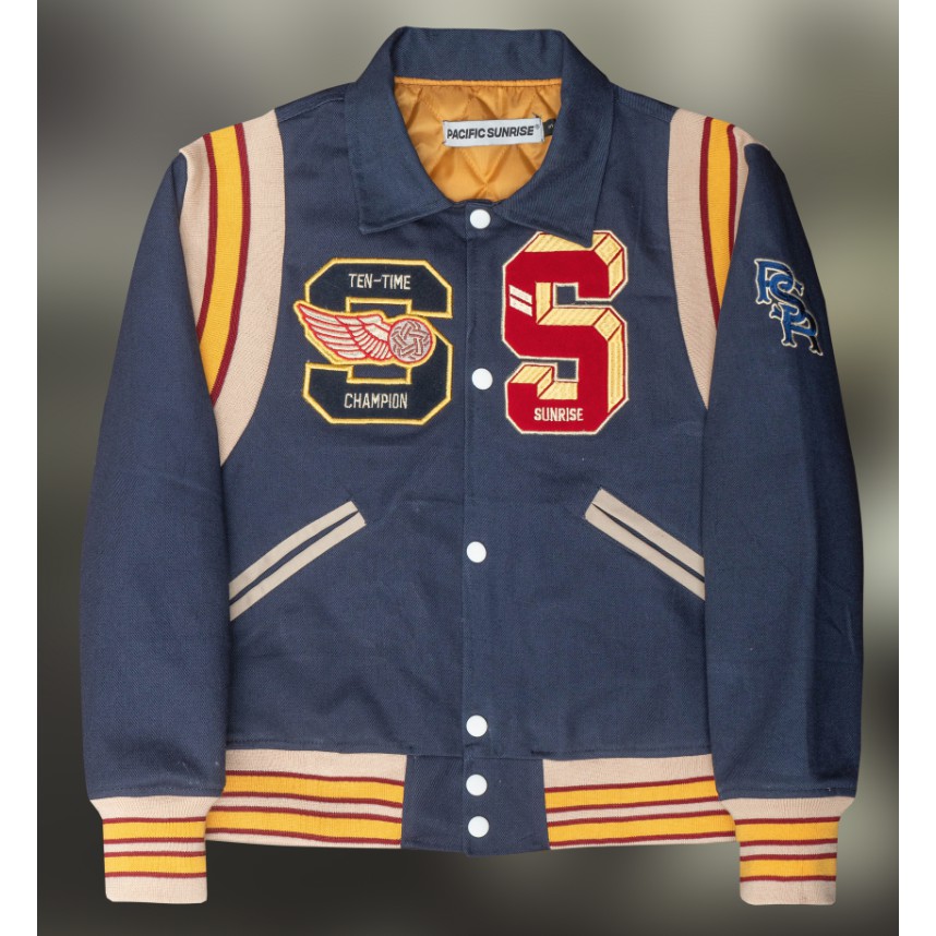 (Now SIZE First!) Takraw VARSITY JACKET NAVY BLUE / NAVY BLUE VARSITY ...