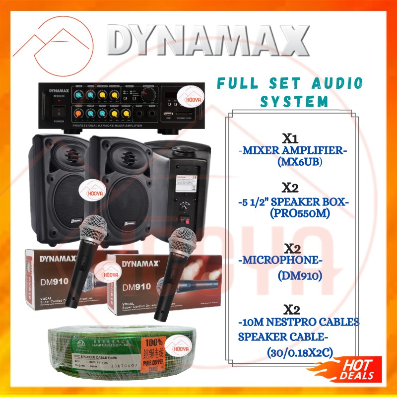 [ready stock]sound system package dynamax pro550m 5 1/2" speaker box ...