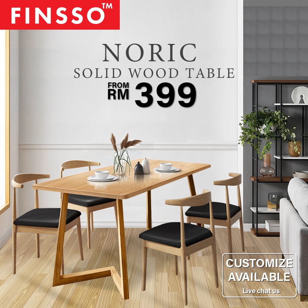 FINSSO: [120cm x 60cm] Europe Design Solid Wood Table/ Dining Set/ 餐桌 | Shopee Malaysia