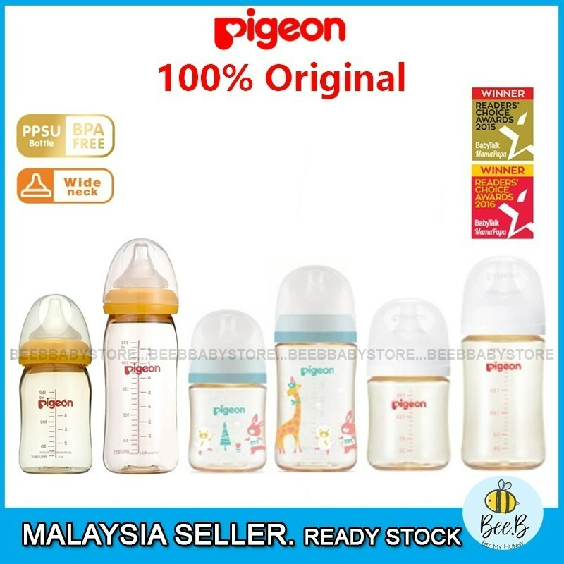 Original PIGEON - SOFTOUCH WIDE NECK PPSU BOTTLE 160ml/5oz & 240ml/8oz | Shopee Malaysia