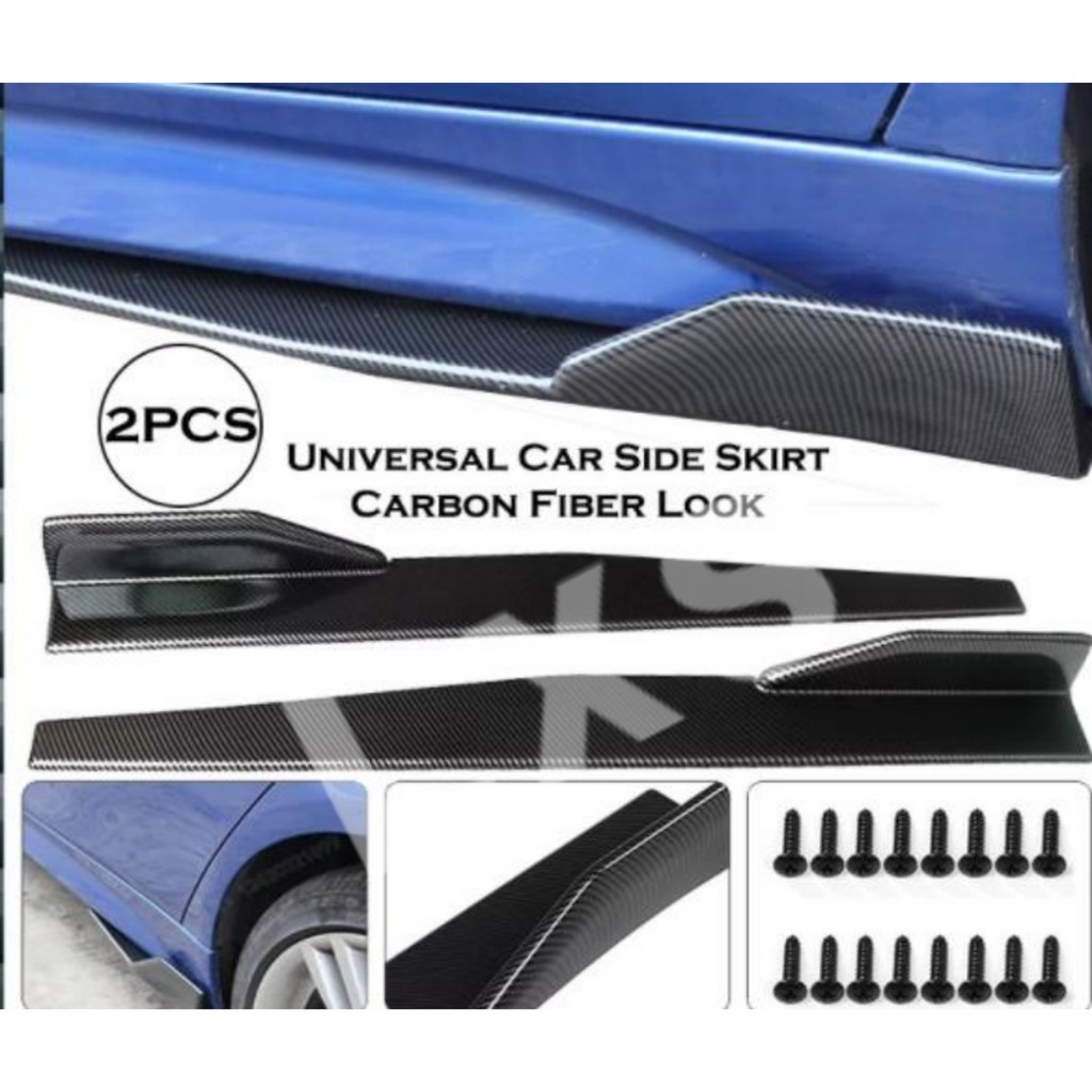 2pcs 120CM Universal Carbon Fiber Modified Car Side Skirt Splitters ...