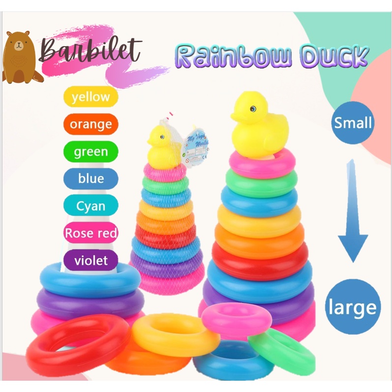 Mainan Susun Cincin Pelangi Bentuk Itik Duck Stacking Ring Playset ...