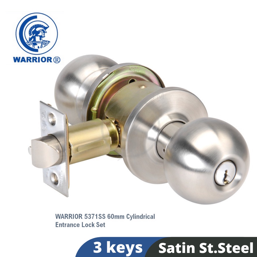 WARRIOR 5371SS Cylindrical Entrance Lock Set / Lock Door Knob / Tombol ...