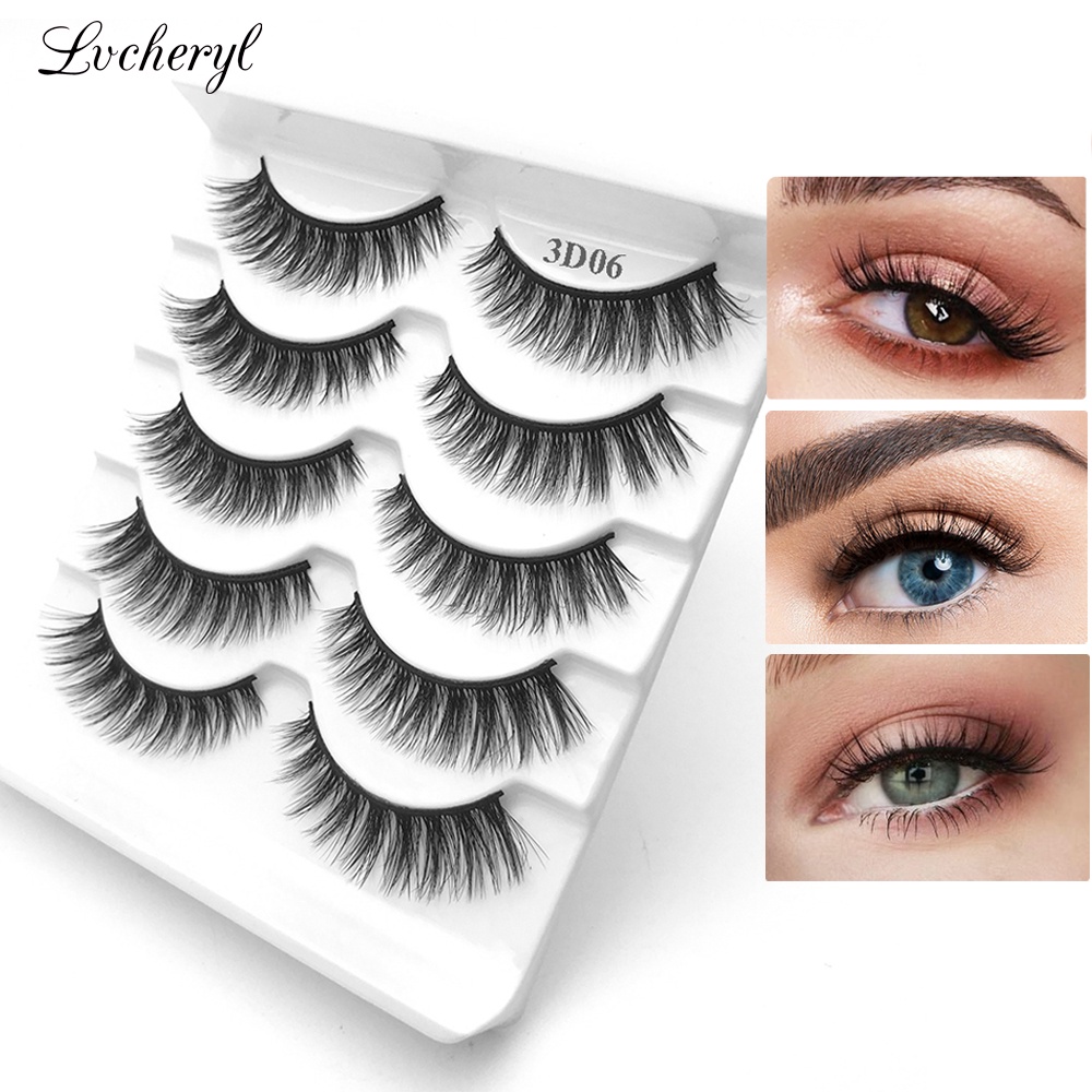 Lvcheryl False Eyelashes Natural 5 Pairs Full Strip Eyelashes Makeup ...