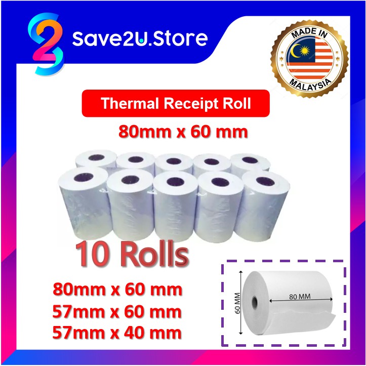 【Ready Stock】Thermal Paper Roll 80mm x 60mm / 57mm x 60mm / 57mm x 40mm ...