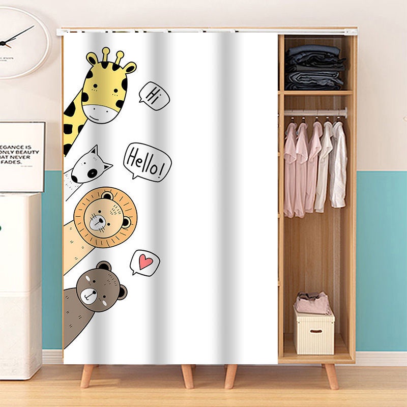 Kitchen curtains Wardrobe Cover Curtain Open Cloakroom Dust Cartoon ...