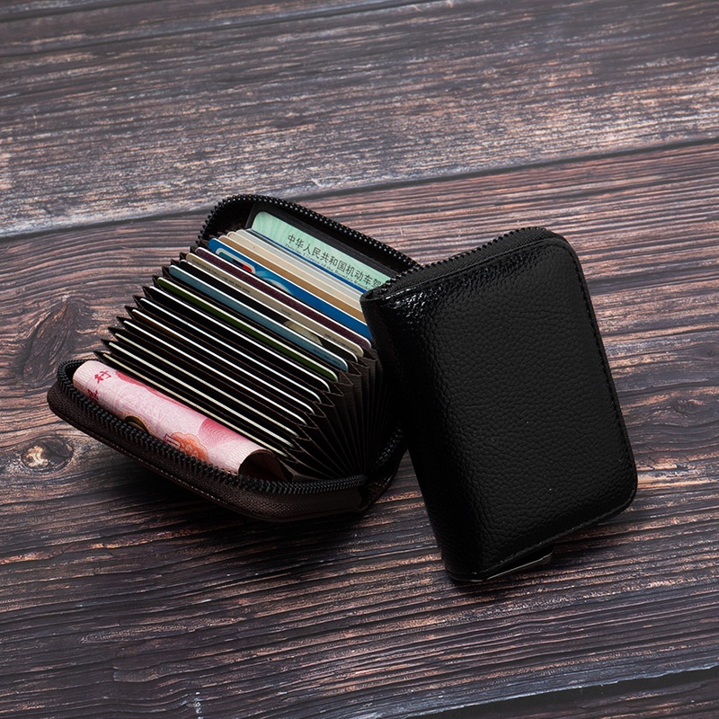 TC BW-006 Zipper Litchi PU Leather Credit Card Holder With Multiple ...