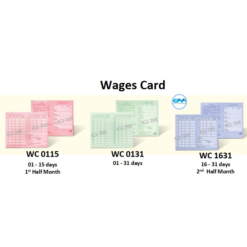 Worker Card Wages Card Time Card Worker Record | Kad Pekerja | Kad ...
