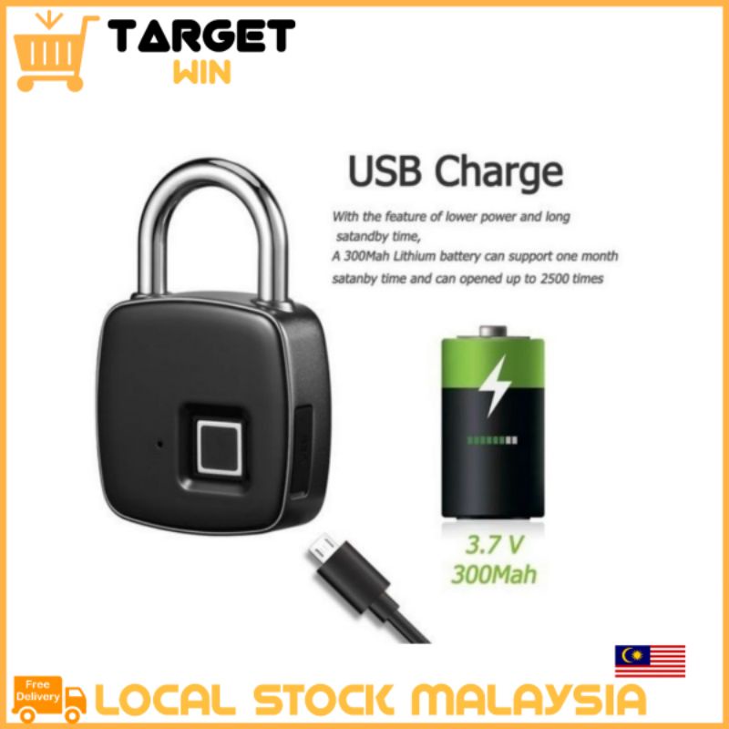 Smart Fingerprint Lock Padlock IP65 Smartlock Keyless Lock untuk Gate ...