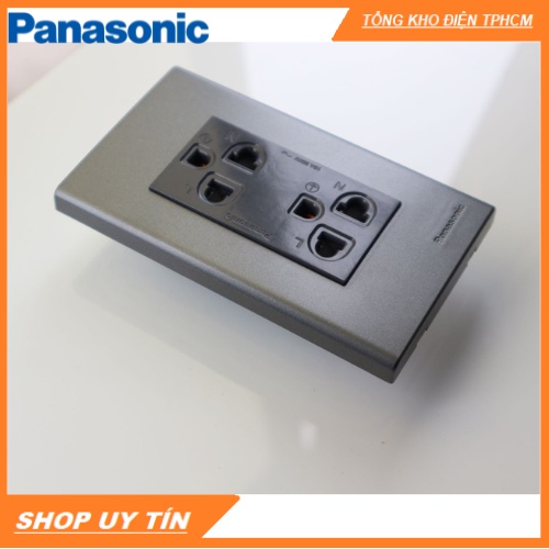 Panasonic double 3-pin socket with metallic black screen WEV1582H ...