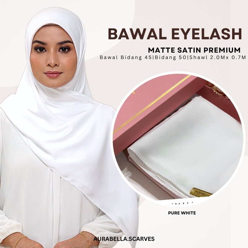 BAWAL EYELASH MATTE SATIN SILK PREMIUM BIDANG 45&50 WITH AURABELLA BOX ...