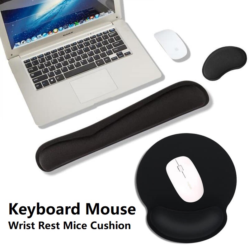 Keyboard Wrist Rest Pad Ergonomic Mouse Support Set Memory Foam Cushion ...