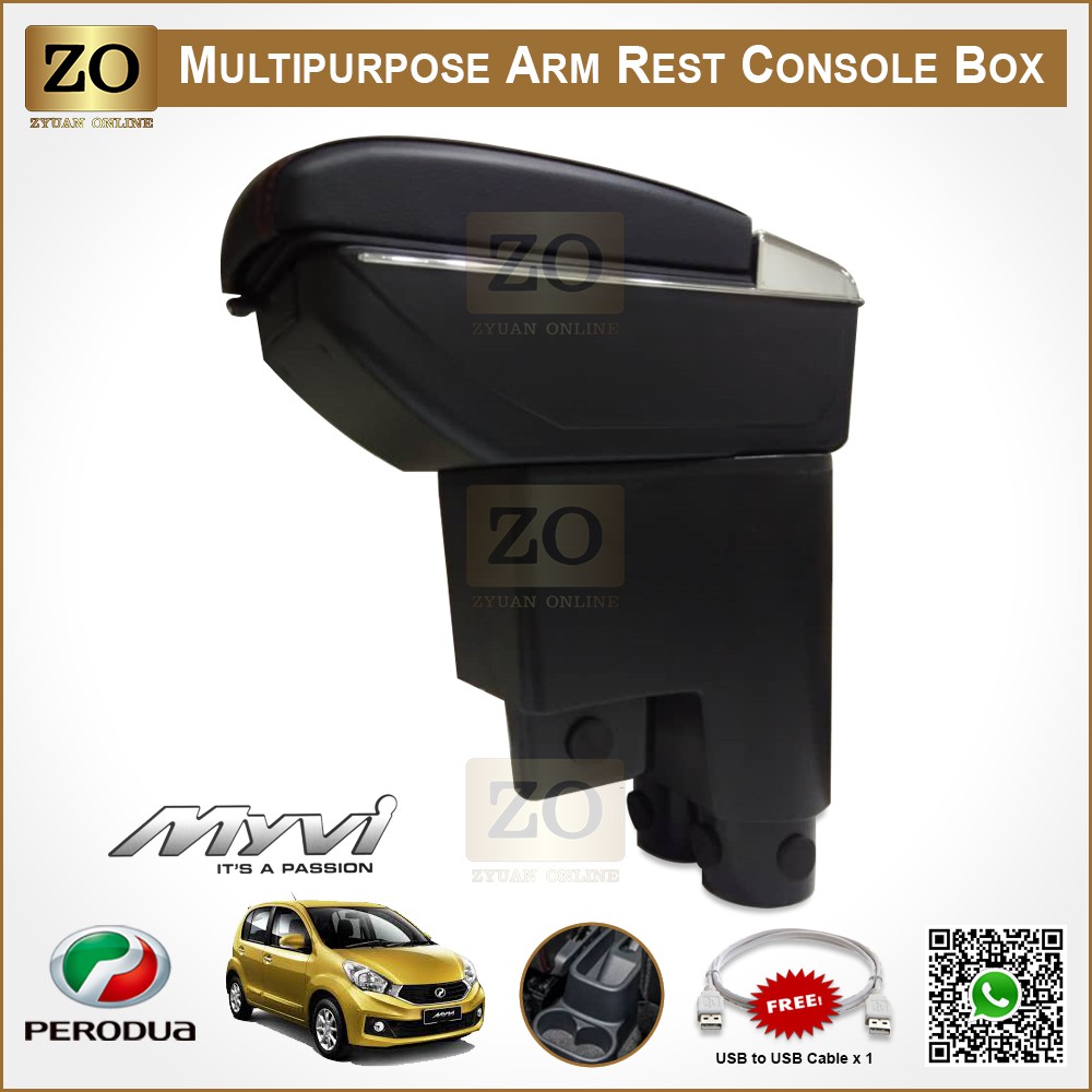 📣READY STOCK📣 Perodua Myvi 2005~2017 Armrest Console Box 7 USB Port ...