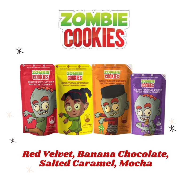 ZOMBIE COOKIES Biskut Red Velvet + Mocha + Banana Chocolate + Salted ...