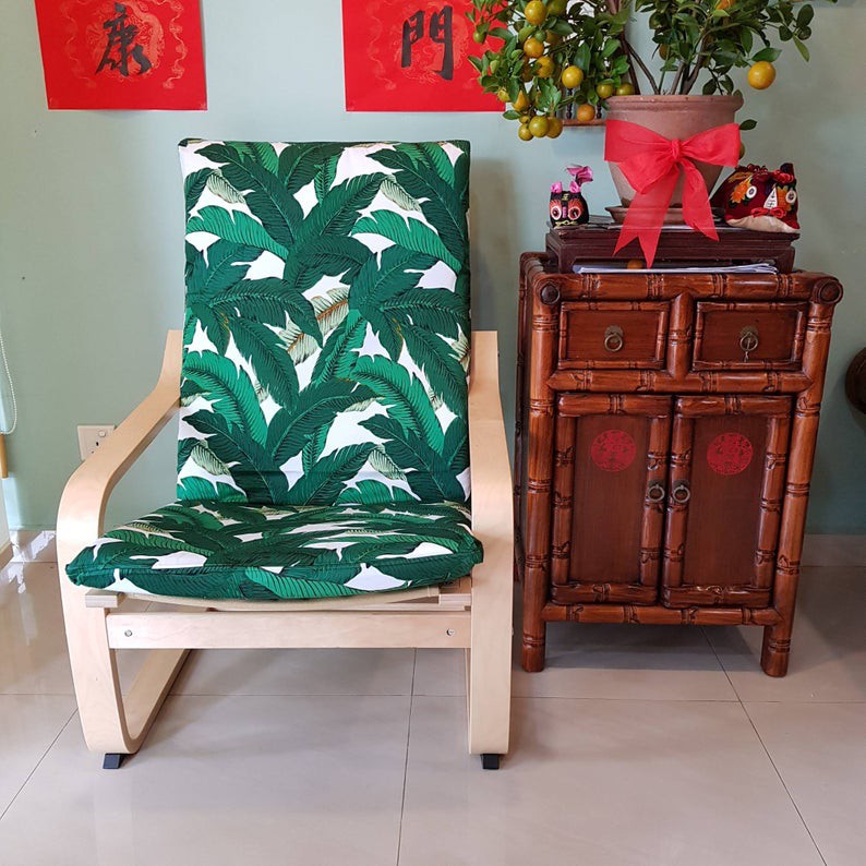 Ikea Poang Chair/Pello Chair Cushion Cover Sarung Kerusi- Banana Leaves ...