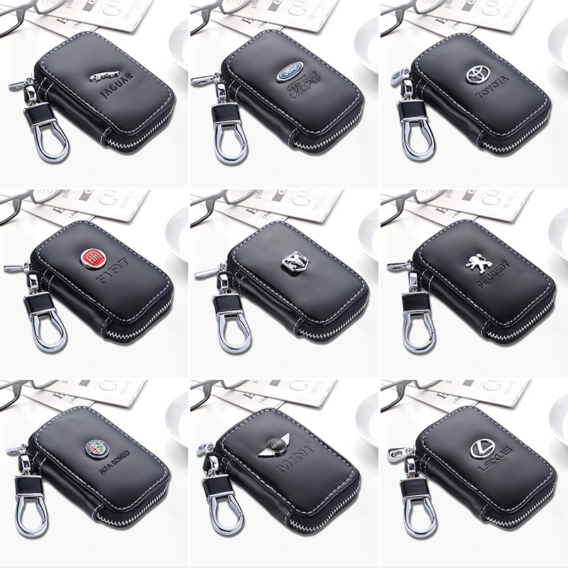 High-grade PU Leather Key Bag Black Car Key Protect Bag Universal Waist ...