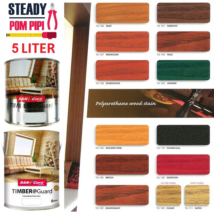 5L SANCORA TIMBER@GUARD POLYURETHANE WOOD STAIN VARNISH / WOOD SHELLAC ...