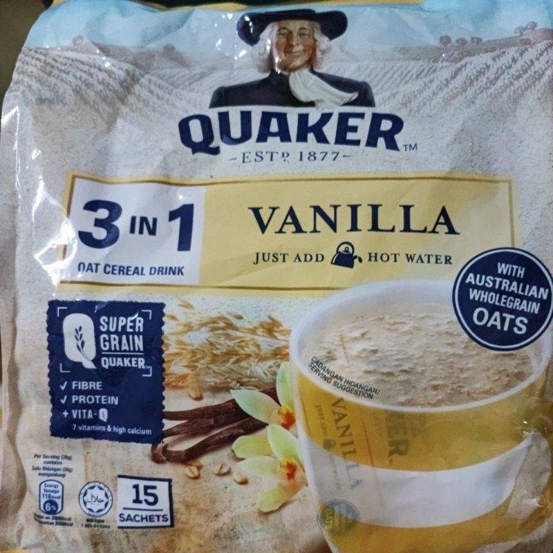 Quaker 3 in 1 Oat Cereal Drink Original 15 Sachets x 28g (420g) | Shopee Malaysia