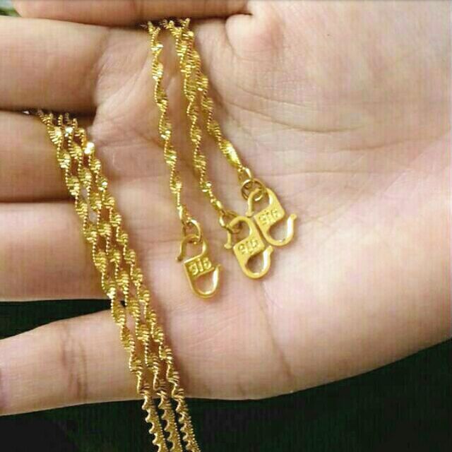 Necklace Gold Korea Pure 24K Gold Plated Rantai Leher Gila Gila | Shopee Malaysia