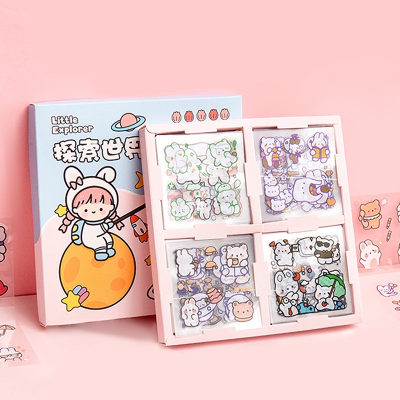 100 Sheets Boxed Cute Cartoon Stickers Student Stationery Deco DIY ...