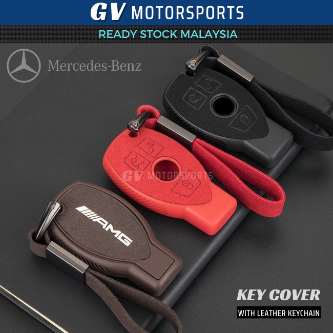 READY STOCK Mercedes Benz Key Cover Case Car Suede Leather Keychain For ...