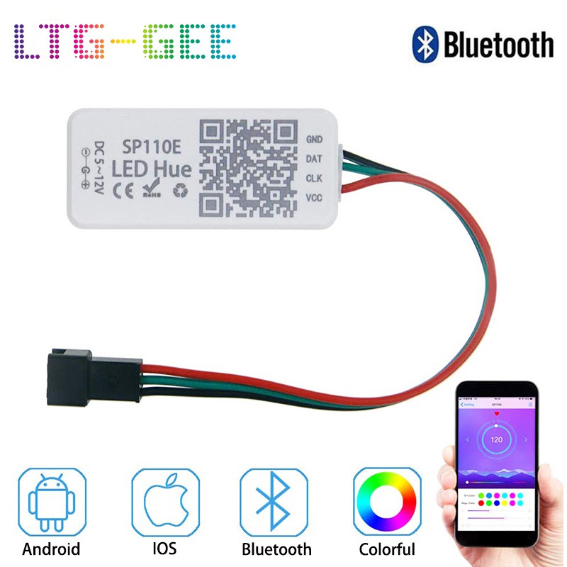 SP110E Bluetooth LED lights Controller WS2811 WS2812B ws2812 dimmer RGB RGBW APA102 WS2801 Led ...
