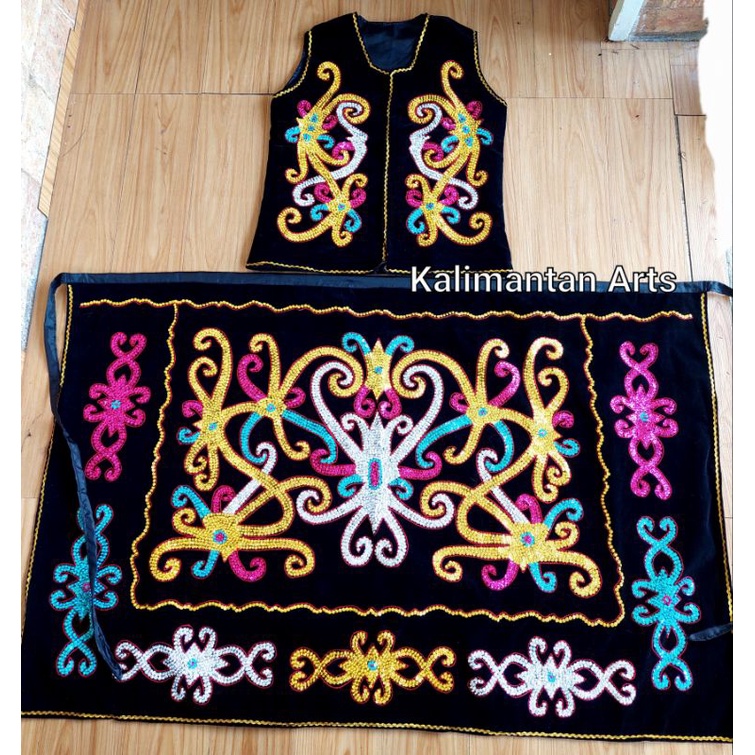 [Velvet Fabric] Black Dayak Traditional Clothes for Adult Women, Velvet ...