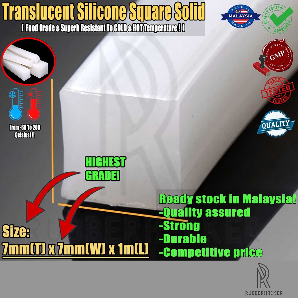 Silicone Square Translucent Solid Rubber Strong Chemical Resistant to ...