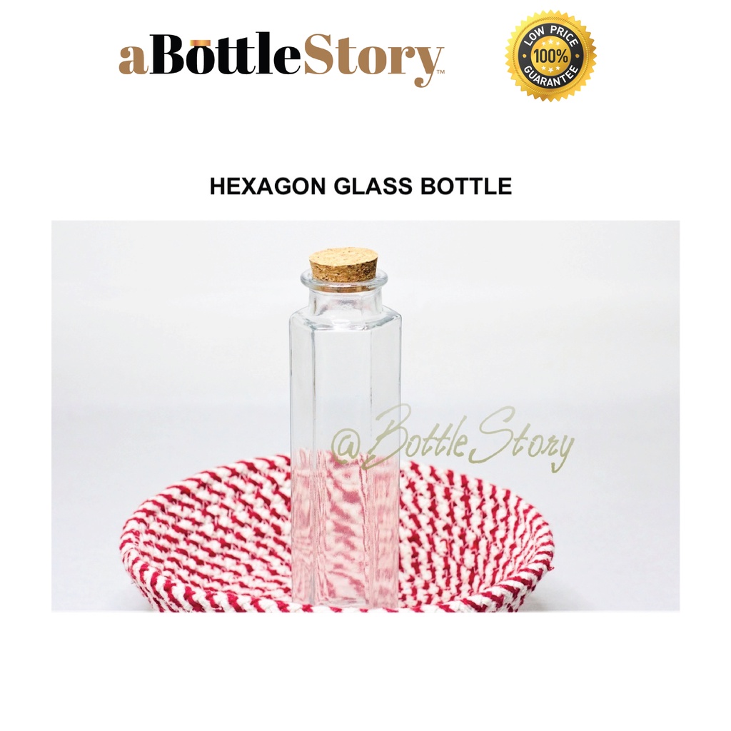 HEXAGON GLASS BOTTLE | Glass Bottle Storage Container | Terrarium Jar ...