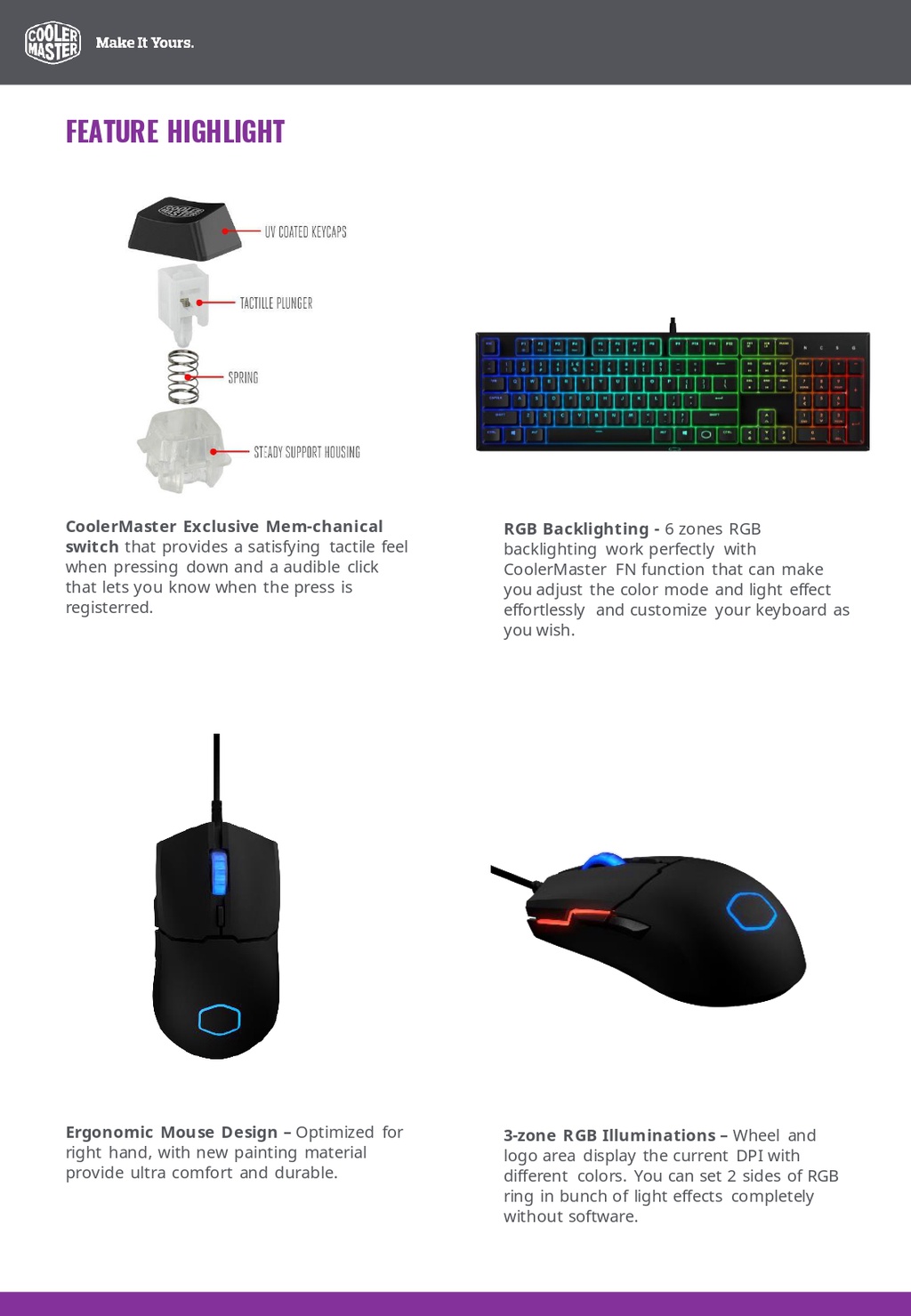 Cooler Master MS110 RGB Gaming Keyboard And Mouse Combo (CM-MS-110 ...