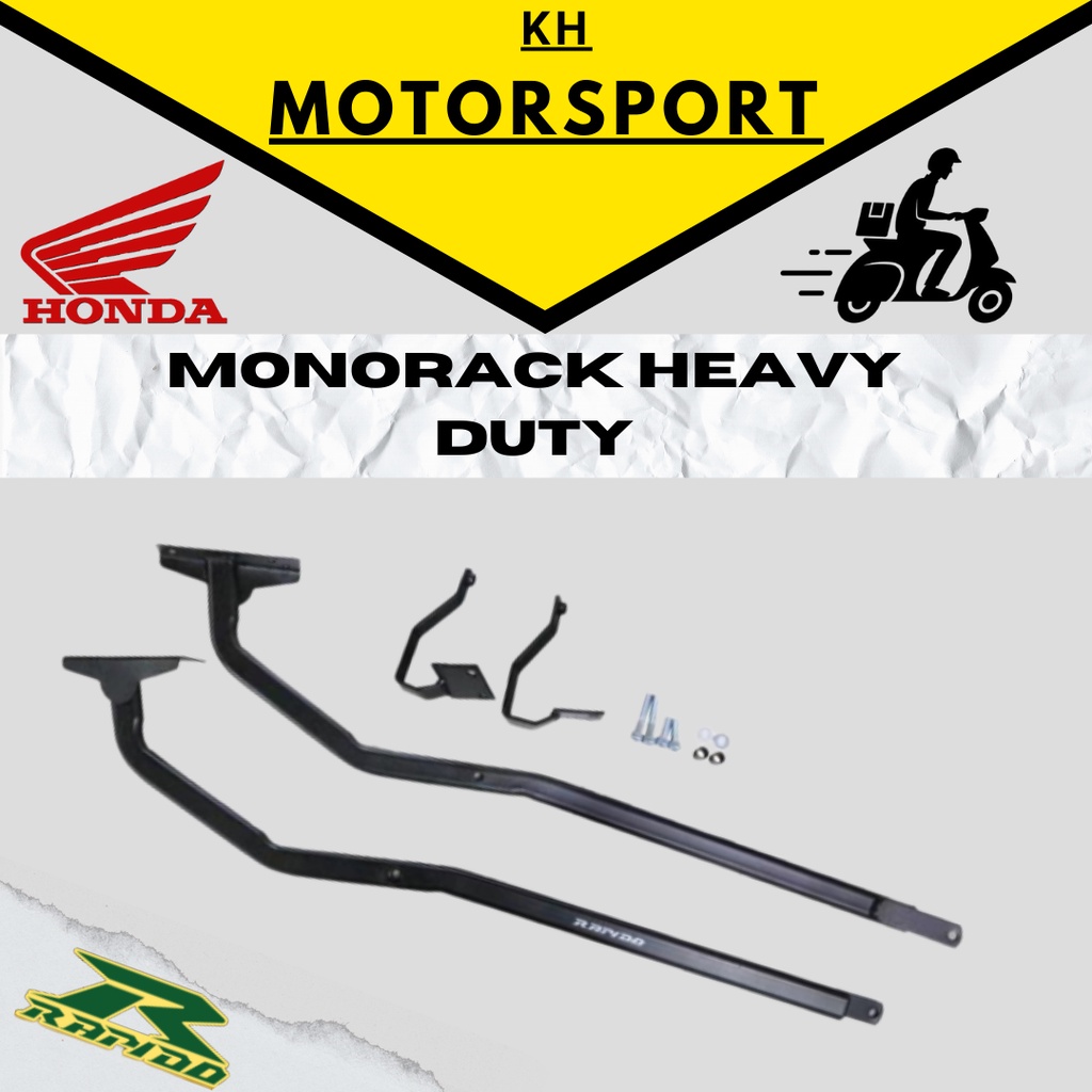HONDA EX5/RS150/WAVE/FUTURE/DASH MONO RACK HEAVY DUTY 'J' MONORACK DELIVERY BAG AND GIVI BOX 100 ...