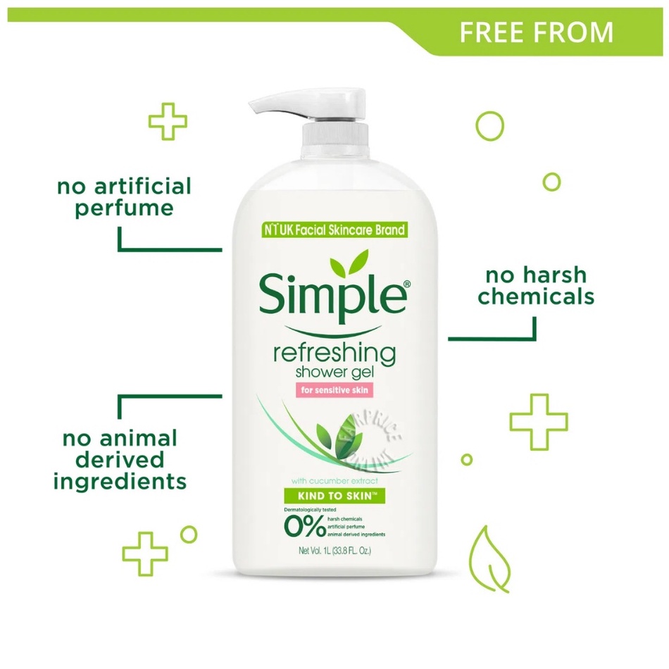 Simple Nourishing Shower Gel 1L Simple Refreshing Shower Gel 1L Shopee Malaysia