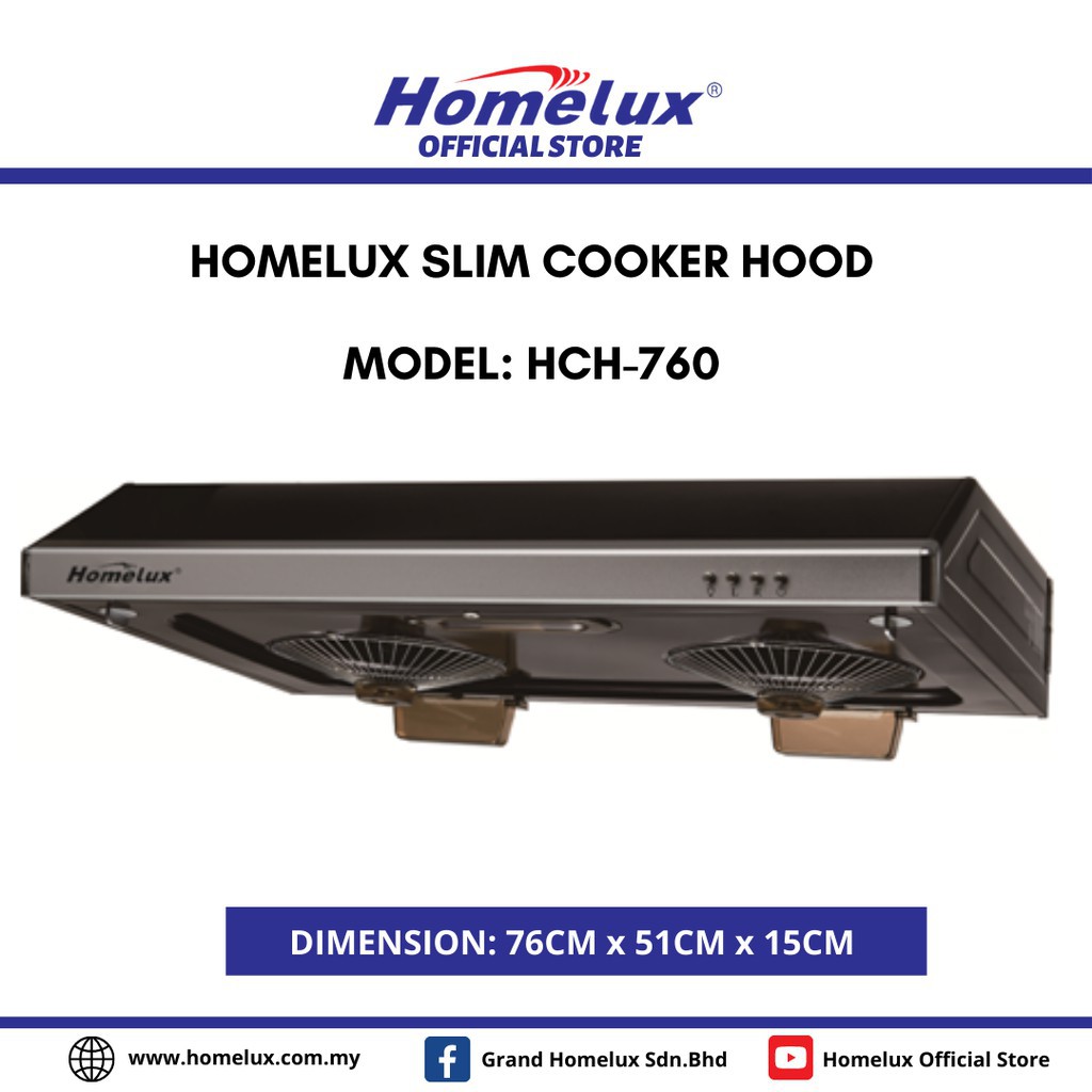 HOMELUX SLIM RANGE HOOD / COOKER HOOD HCH-760 | Shopee Malaysia