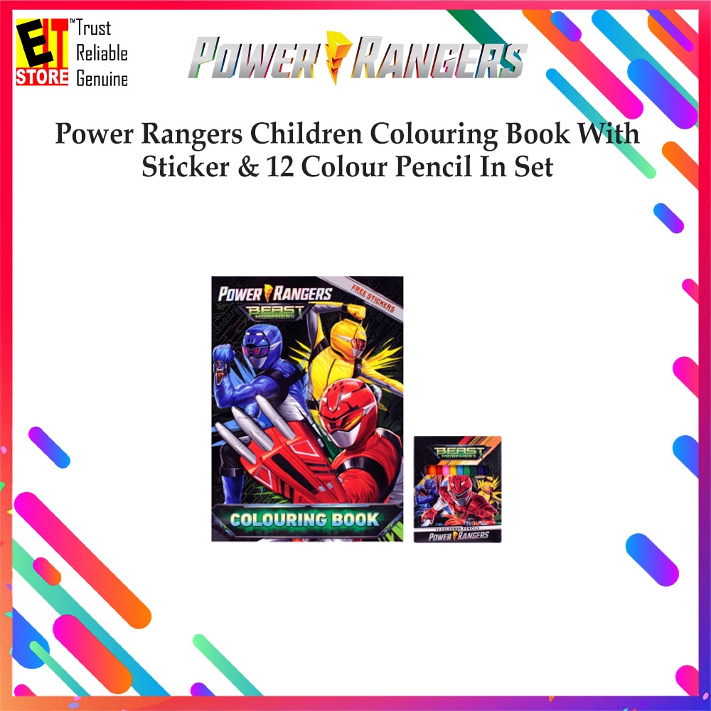 Power Rangers Children Colouring Book With Sticker & 12 Colour Pencil ...